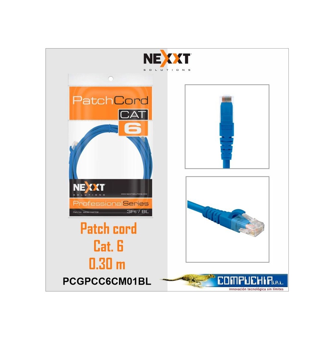 PATCH CORD UTP CAT 6 , NEXXT, 0.30 METROS